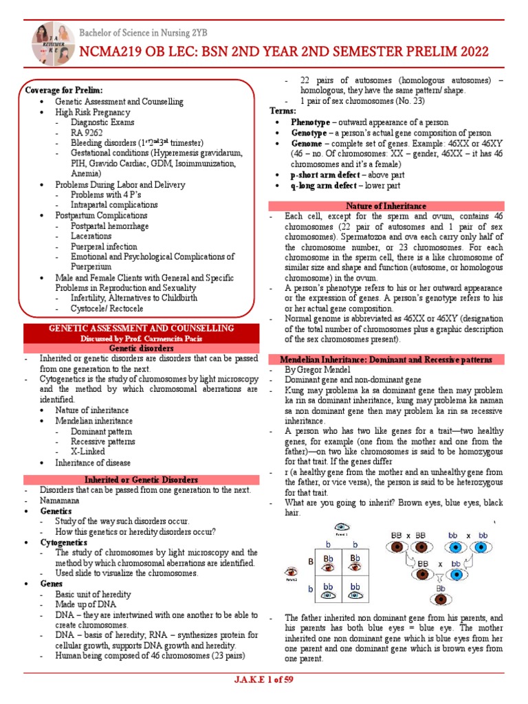 Ncma219 Ob Lec: BSN 2Nd Year 2Nd Semester Prelim 2022: Bachelor of Science in Nursing 2YB | PDF ...