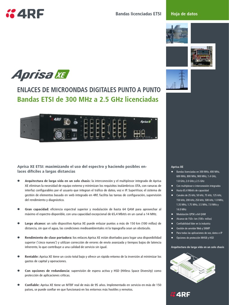 Aprisa XE Datasheet ETSI 4p Spanish | PDF | Comunicación | Tecnología ...