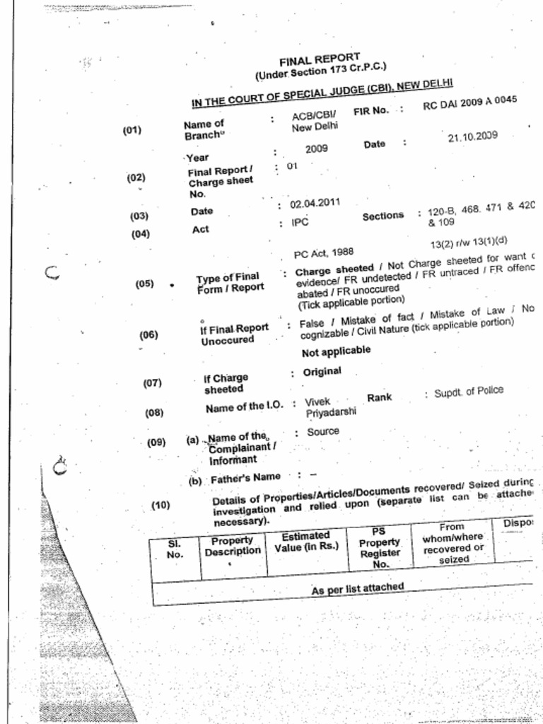 CBI Charge Sheet in 2G Scam - 1