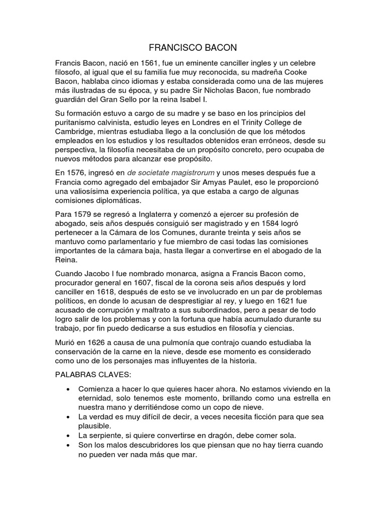 Francisco Bacon | PDF | Francis Bacon | Materialismo