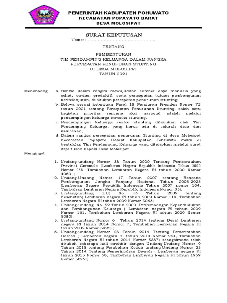 SK TPK Desa Molosipat | PDF