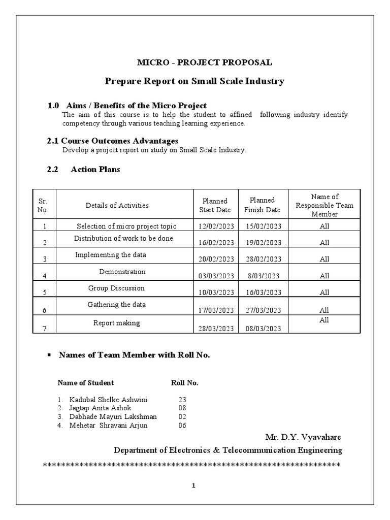 Prepare Report On Small Scale Industry: Micro - Project Proposal | PDF