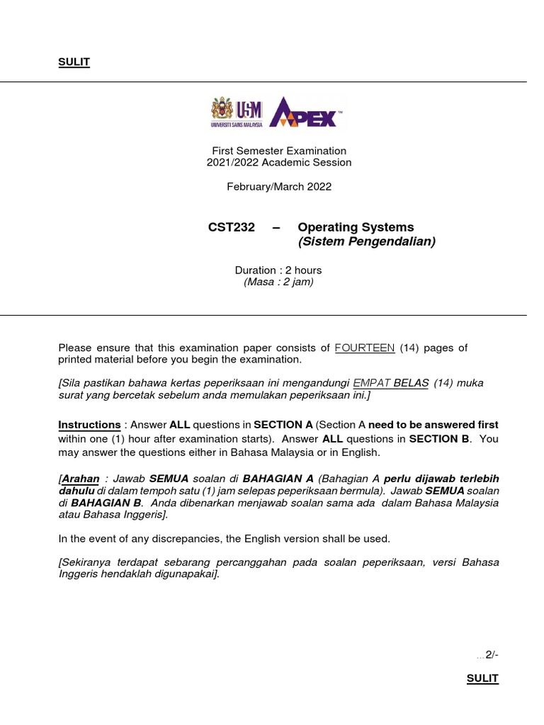 CST232 Operating Systems Exam Questions | PDF | Computer File | Scheduling (Computing)