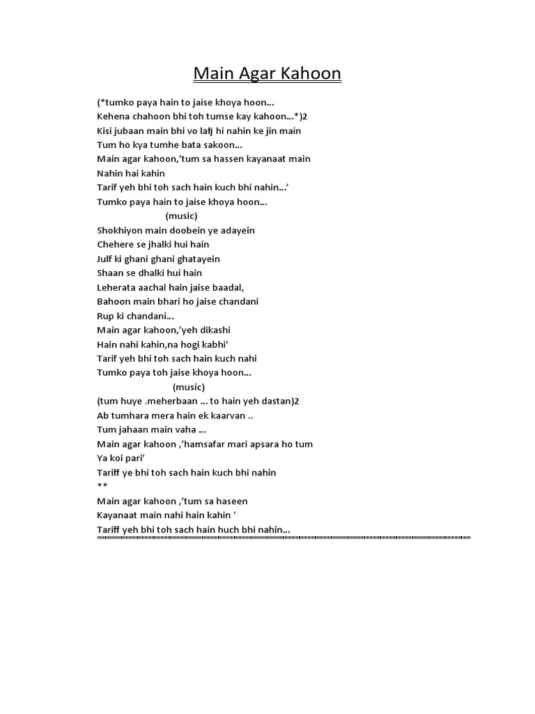 Main Agar Kahoon | PDF