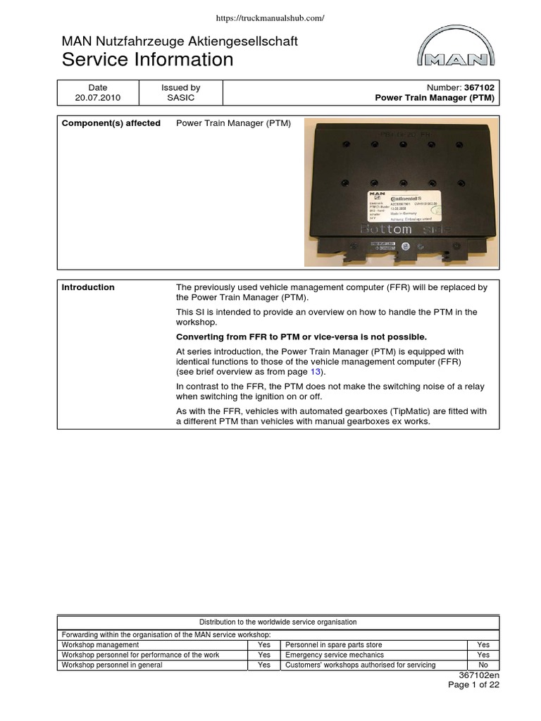 MAN PTM CONTROL UNIT Service Information-3 | PDF