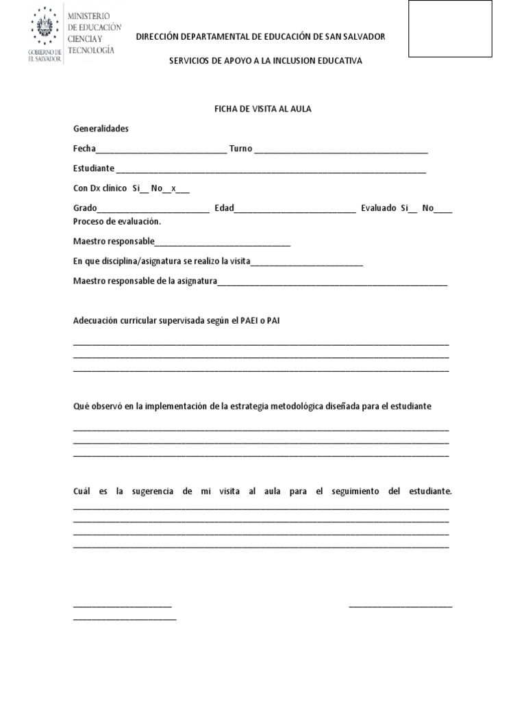 Ficha de Visita Al Aula | PDF