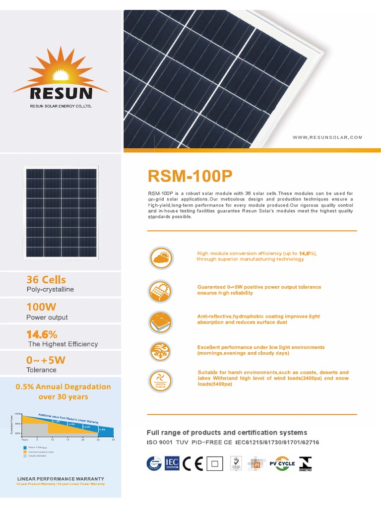 High-Efficiency 100W Solar Module | PDF | Solar Panel | Manufactured Goods