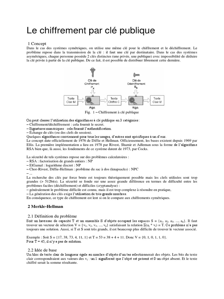 Le Chiffrement Par Clé Publique | PDF | Public-key cryptography ...