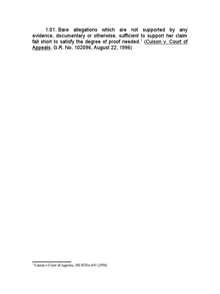 Cuizon V.court of Appeals, 260 SCRA 645 (1996) | PDF