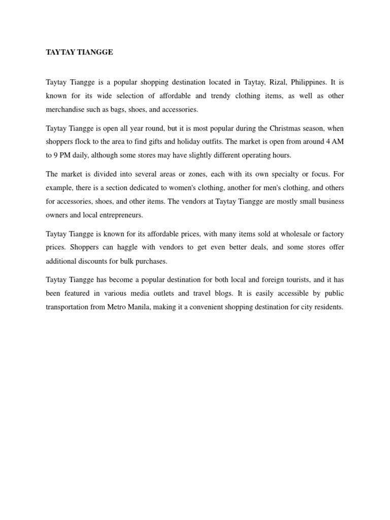 Taytay Tiangge | PDF