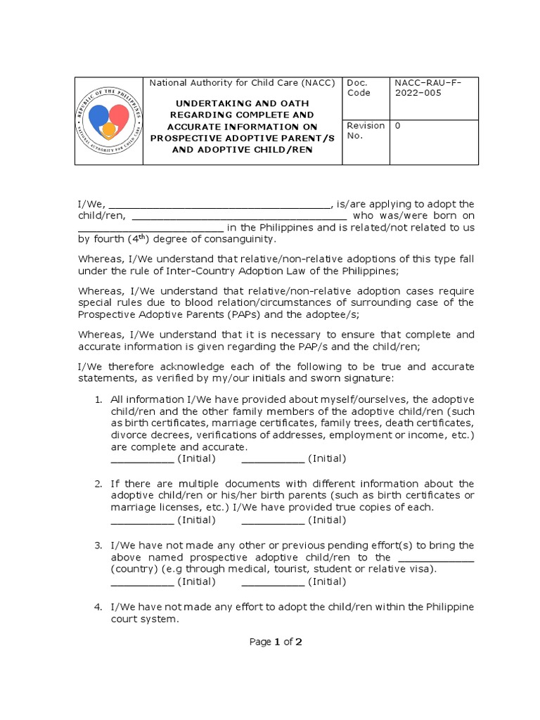 Oath and Undertaking of Paps 1 | PDF