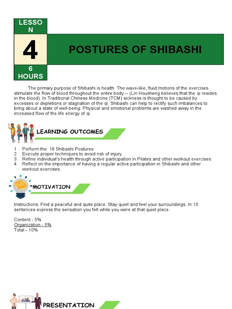 Postures of Shibashi: Lesso N | PDF | Hand | Foot