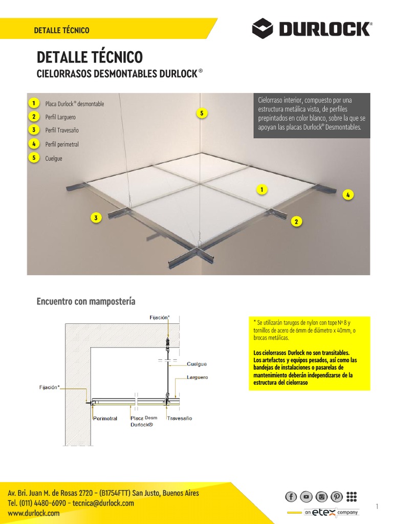 Detalles Técnicos Cielorraso Desmontable | PDF