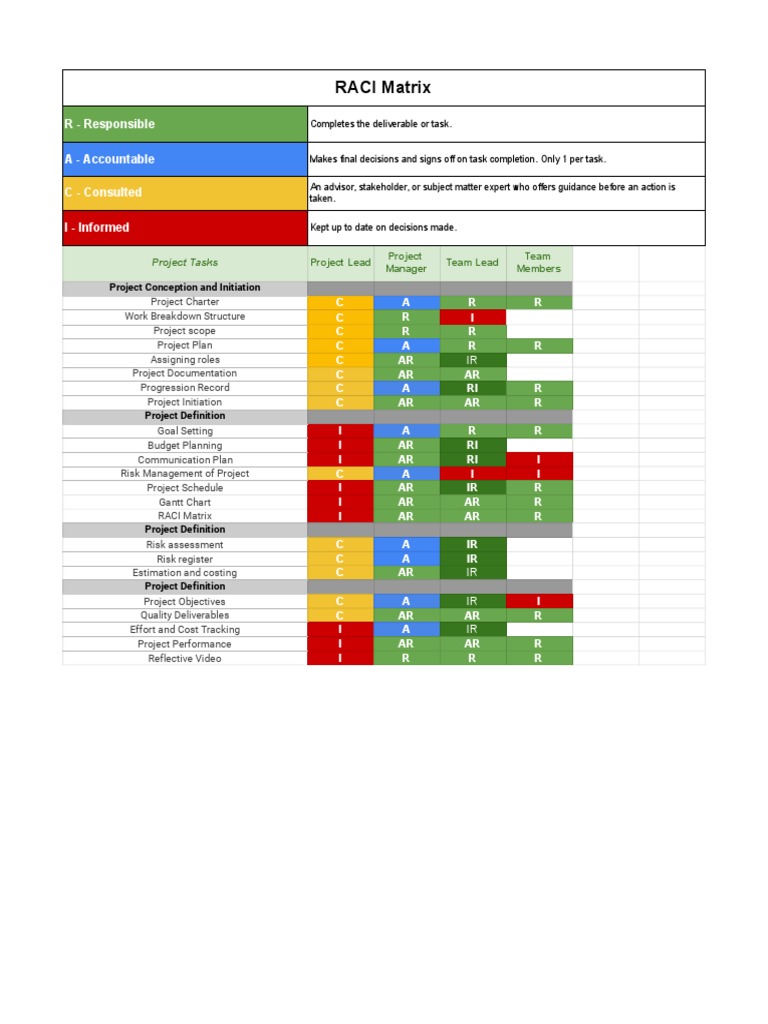 Activity Template - RACI Chart - Phase 1 | PDF | Business