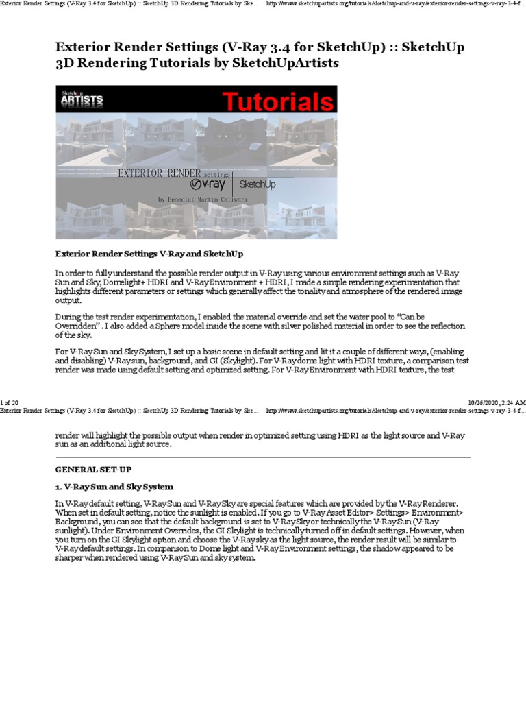 Exterior Render Settings (V-Ray 3.4 For Sketchup) :: Sketchup 3D Rendering Tutorials by ...