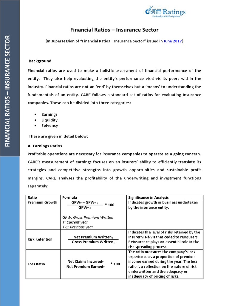 Financial Ratios for Insurance Analysis | PDF | Insurance | Investing