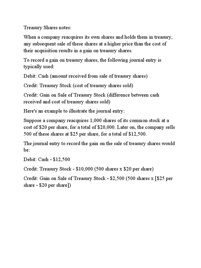 Treasury Shares Notes | PDF