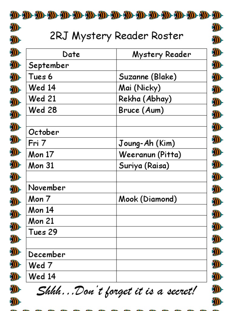 2RJ Mystery Reader Roster | PDF