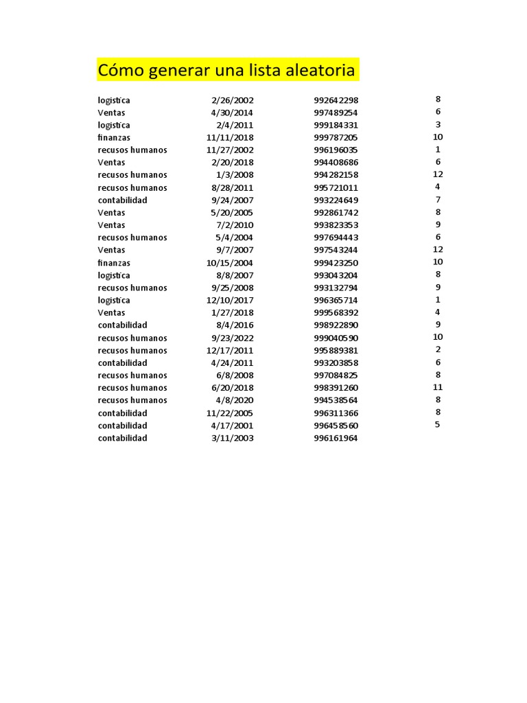 Cómo Generar Una Lista Aleatoria | PDF