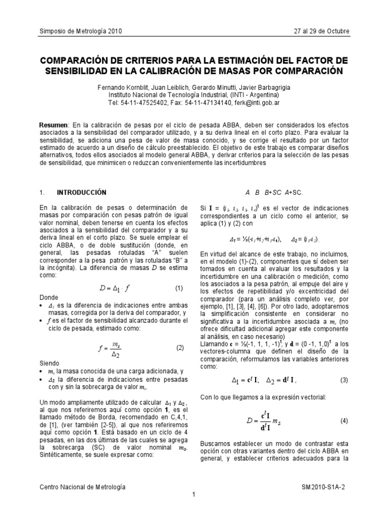 Estim de Fac de Sensibilidad de Masas | PDF