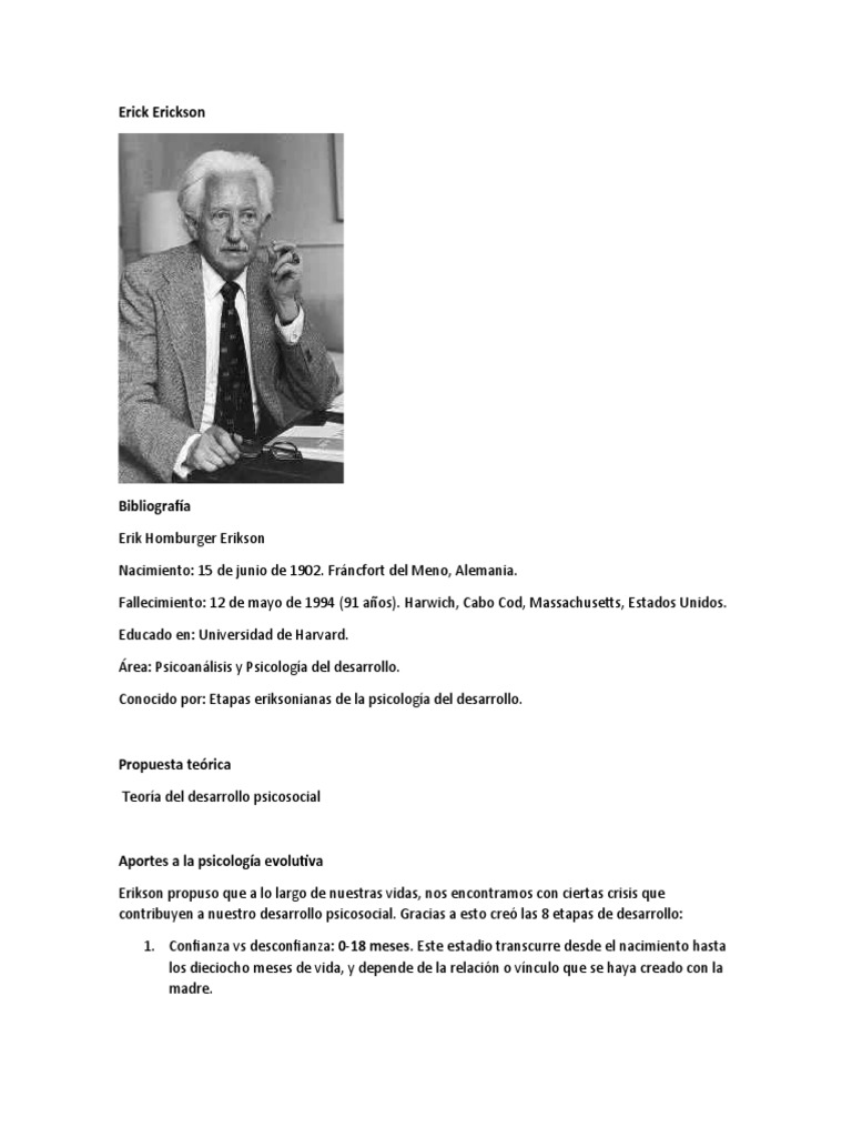 Erick Erickson | PDF | Teoría de apego | Sicología