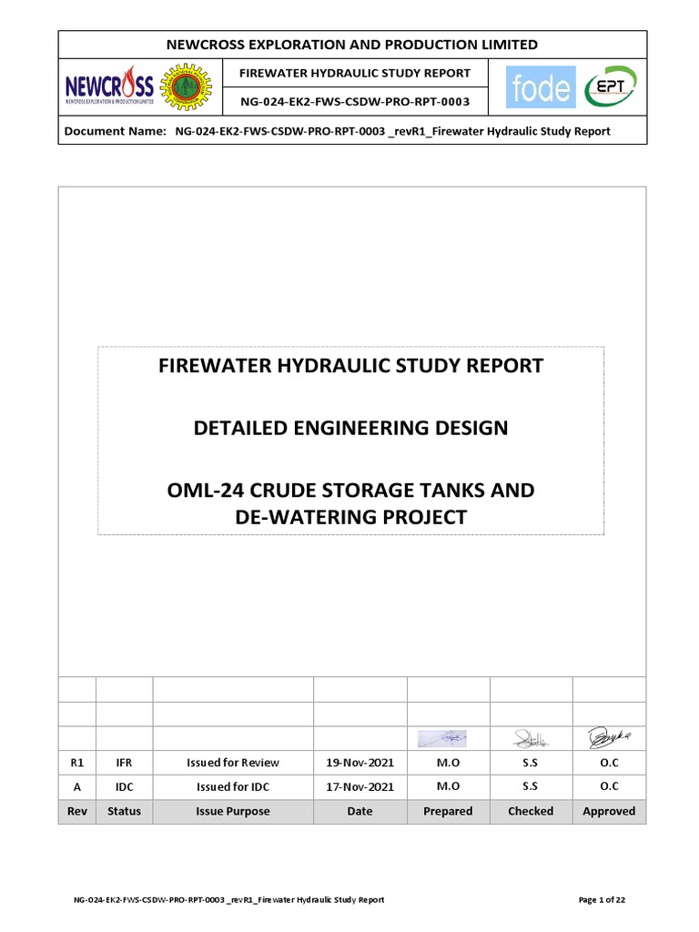 Firewater Hydraulic Study Report Detailed Engineering Design Oml-24 ...