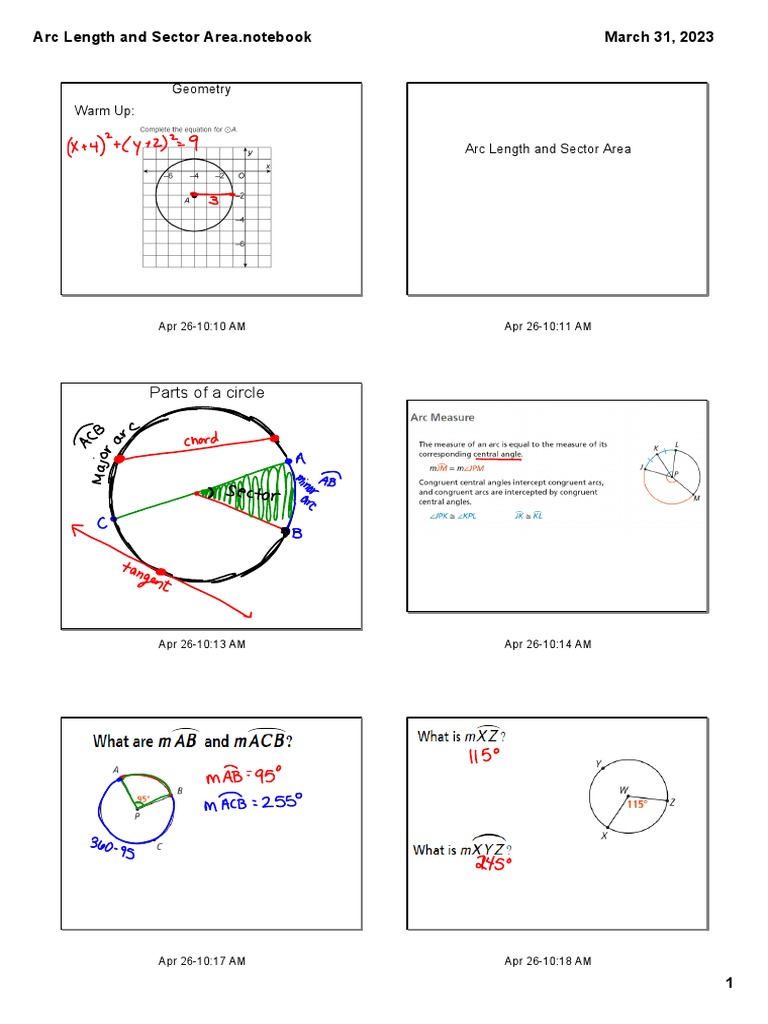 3-31 Arc Length and Sector Area NOTES | PDF