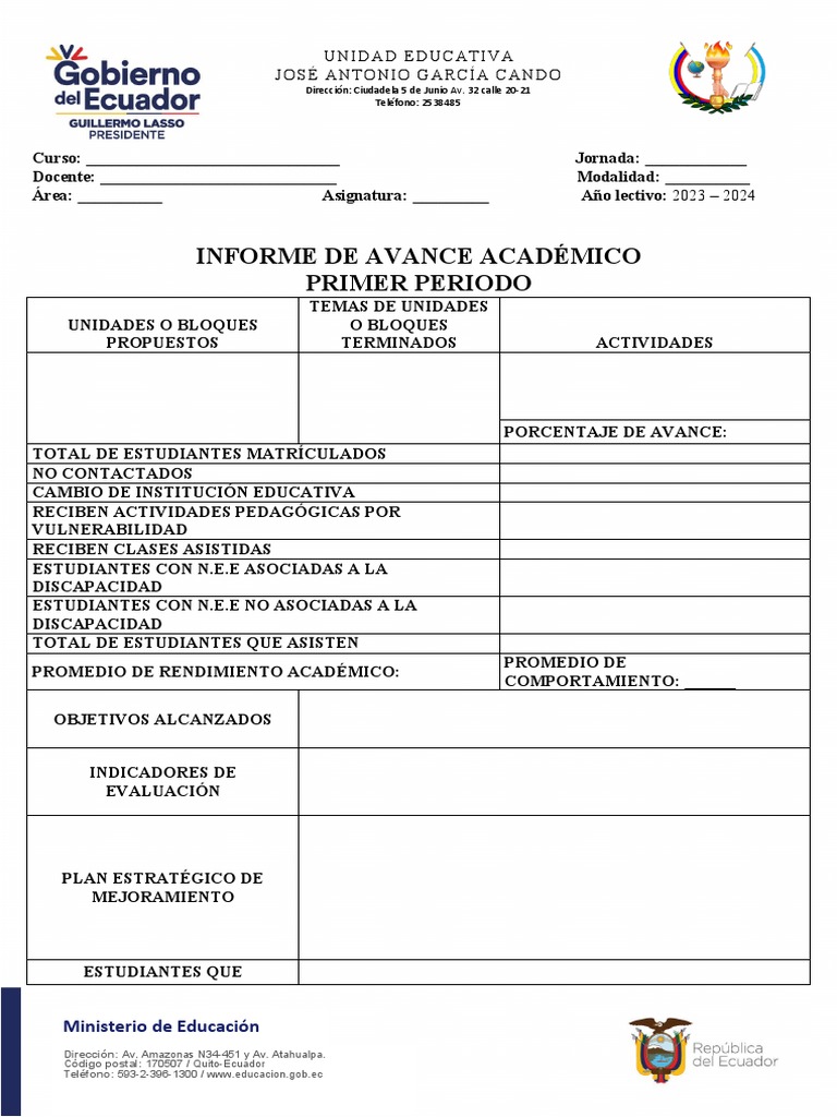 Informe de Avance Académico 2023-2024 Video | PDF