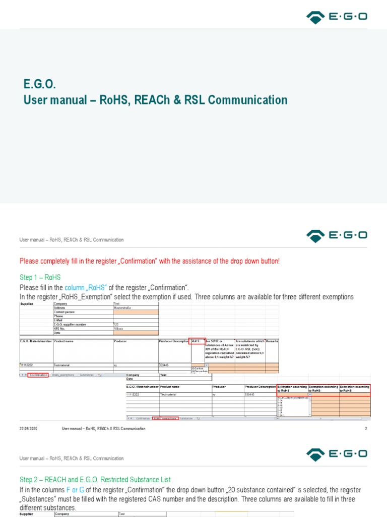E.G.O. User Manual - Rohs, Reach & RSL Communication | Download Free ...
