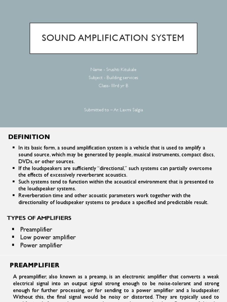 Sound Amplification System | PDF | Amplifier | Loudspeaker