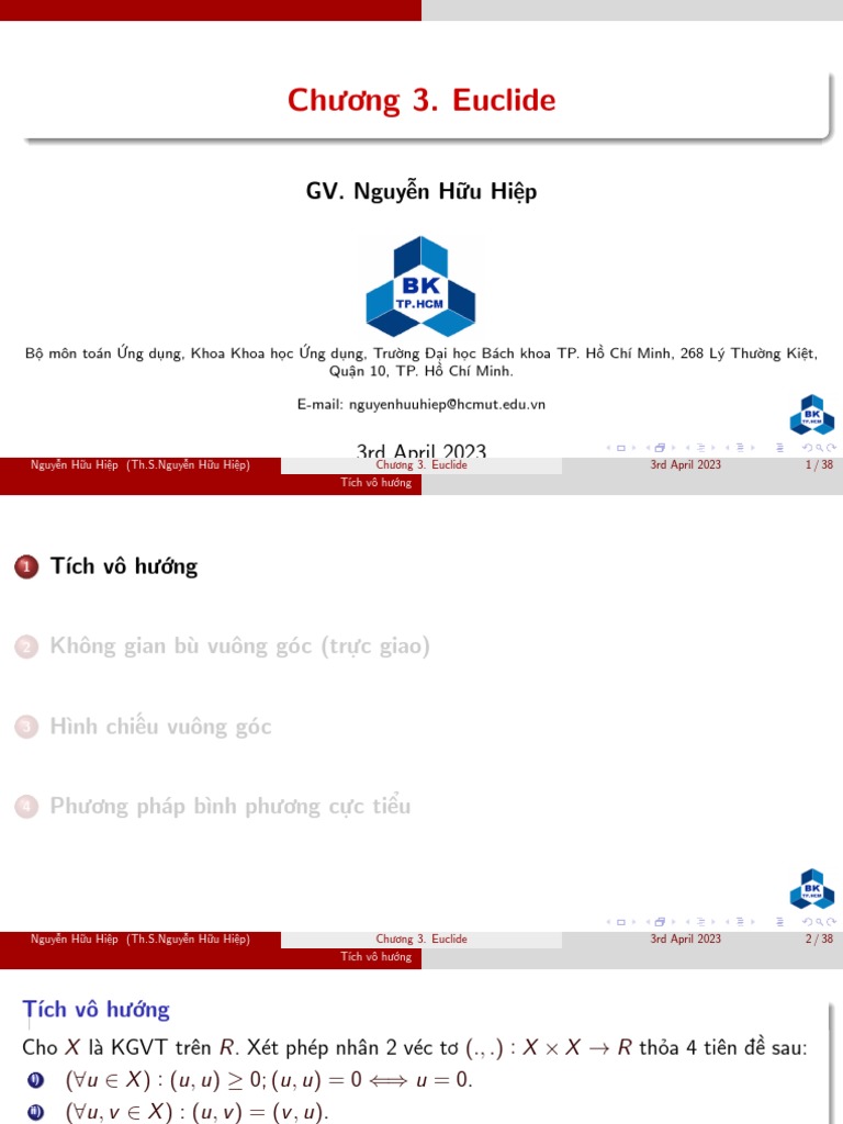 Chương 3. Euclide: GV. Nguyễn Hữu Hiệp | PDF
