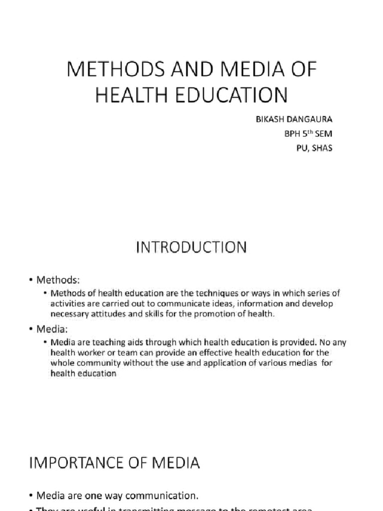 Methods and Media of Health Education | PDF