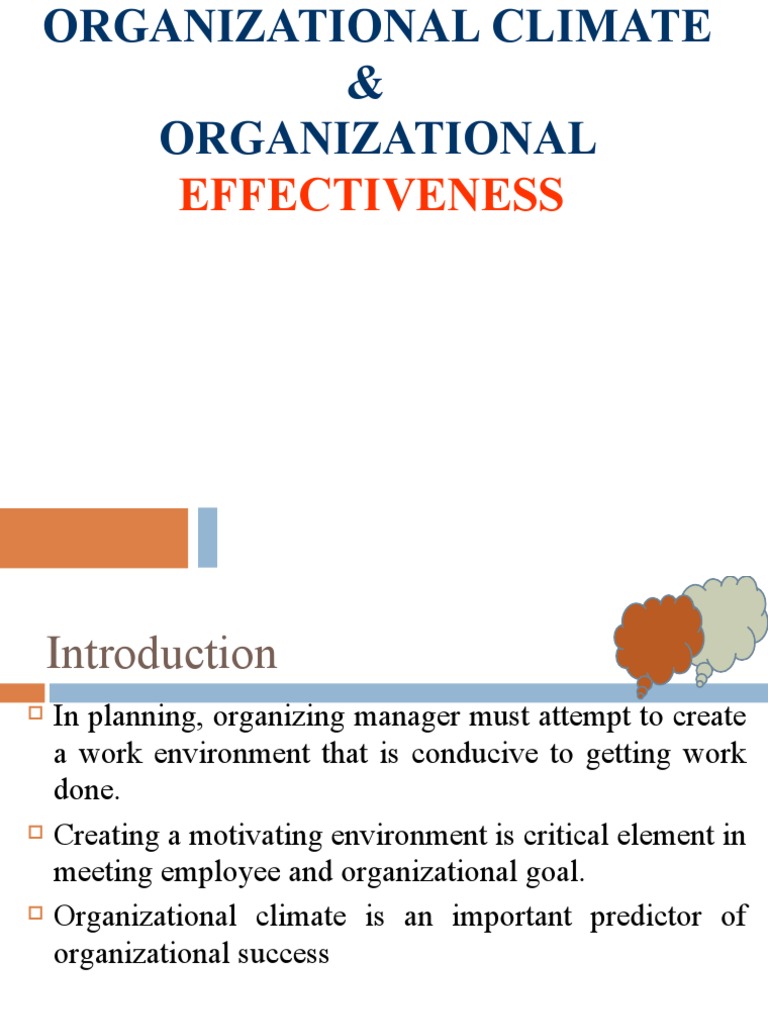 Organizational Climate and Effectiveness: Exploring the Relationship ...