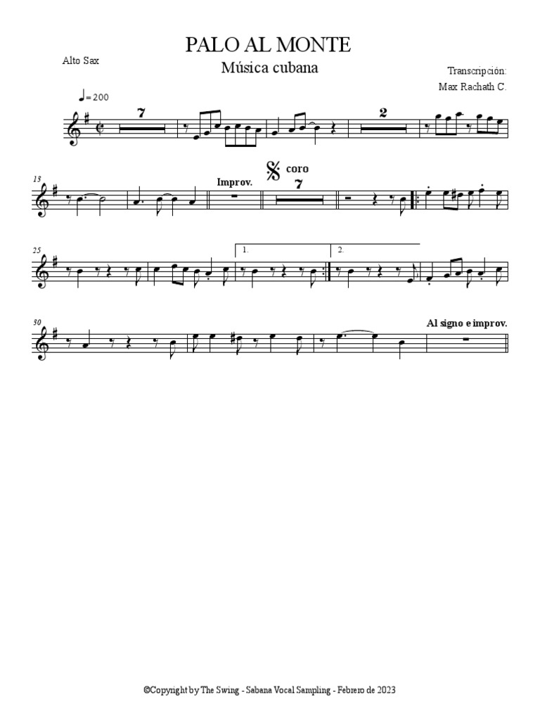 PALO AL MONTE - Alto Sax | PDF