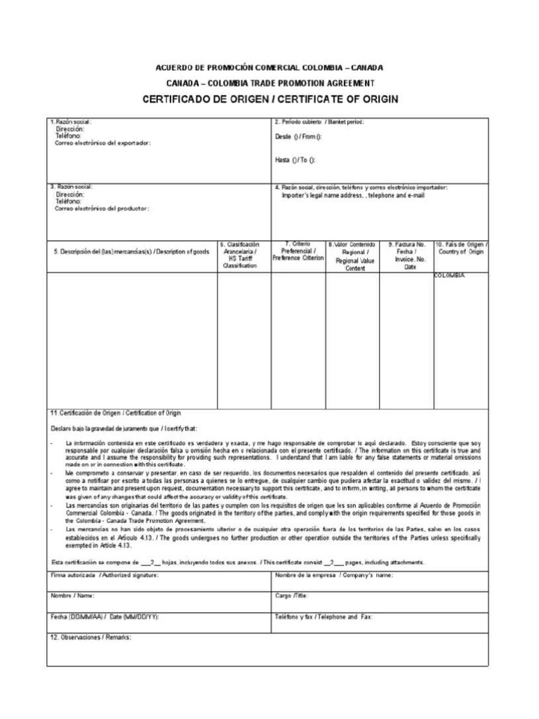 Certificado de Origen | PDF