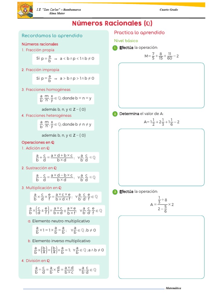 Fracciones y Operaciones Racionales | PDF | Álgebra | Objetos matemáticos