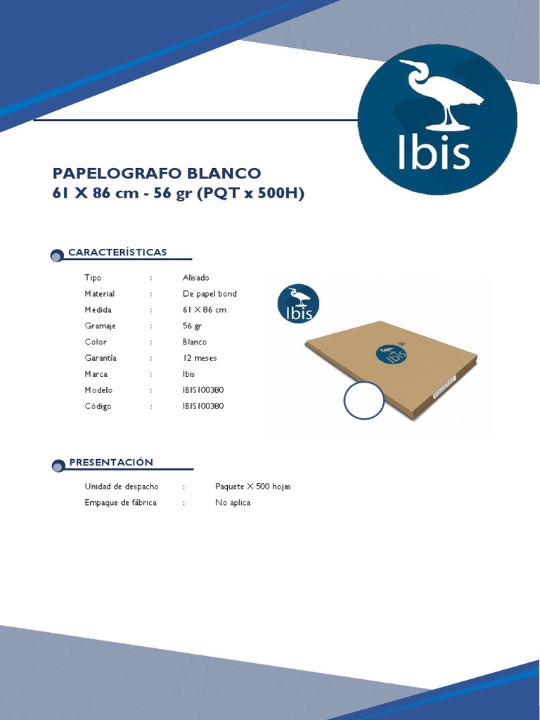 High-quality 61 x 86 cm white bond paper, 500 sheets per package, 56 ...