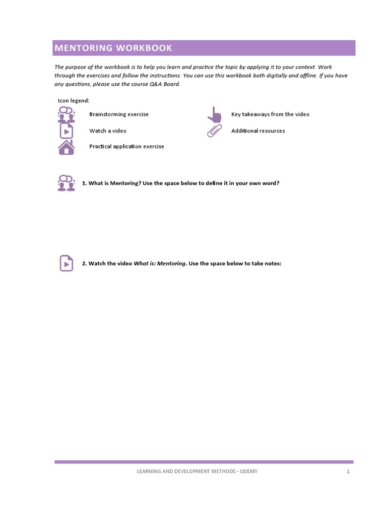 Mentoring - Workbook | PDF | Mentorship | Behavior Modification