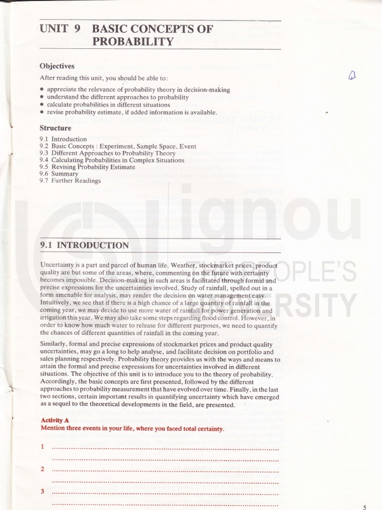 Unit 9 | PDF | Probability | Uncertainty