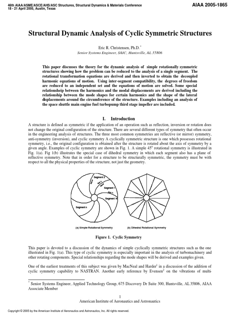 Structural Dynamic Analysis of Cyclic Symmetric Structures: Senior ...