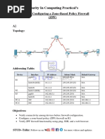 10.3.11 Packet Tracer - Configure A ZPF | PDF | Firewall (Computing) | Router (Computing)