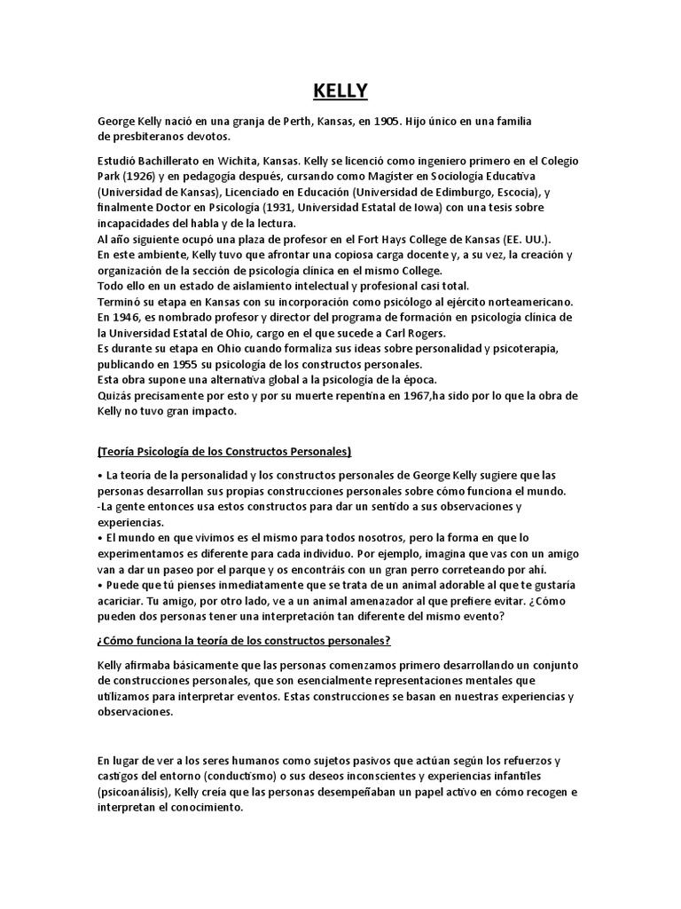 KELLY | PDF | Sicología | Conceptos psicologicos