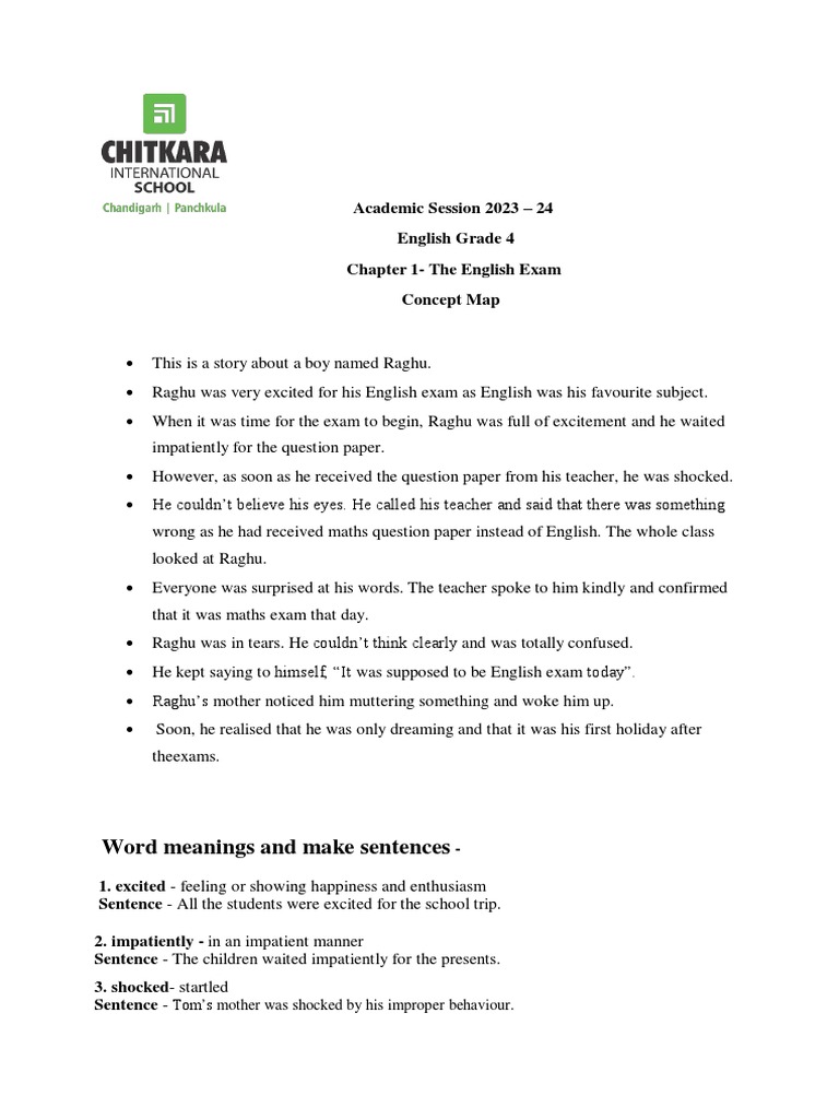 CHAPTER 1 The - English - Exam - (Concept - Map) GRADE 4 | PDF