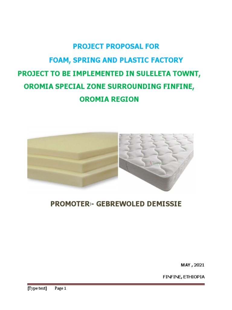 Proposal to Establish a Foam, Spring and Plastic Factory in Suleleta ...