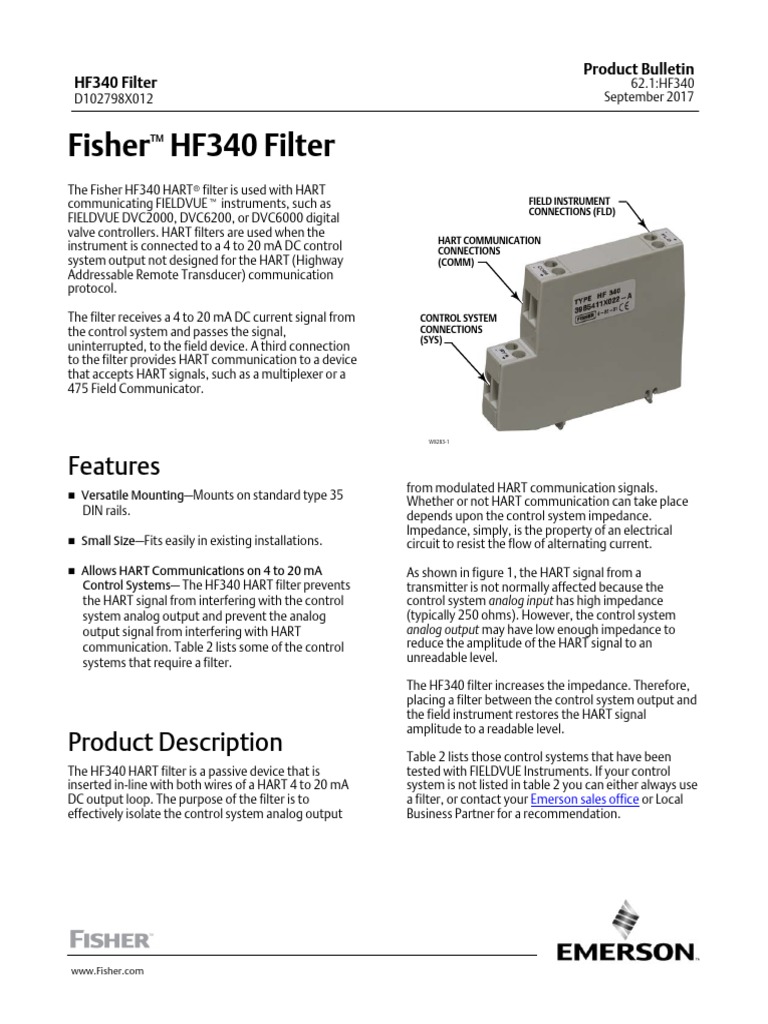Product Bulletin Fisher hf340 Filter en 127026 | PDF