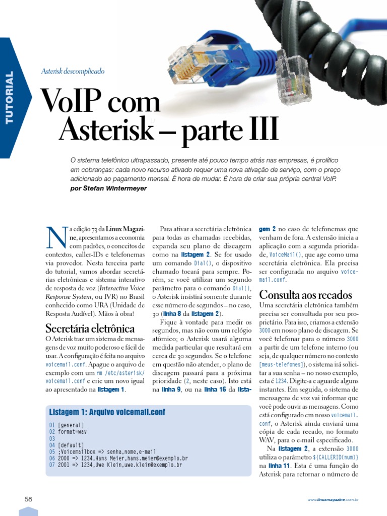VoIP Com Asterisk - Parte III | PDF | Voz sobre IP (VoIP) | Informática