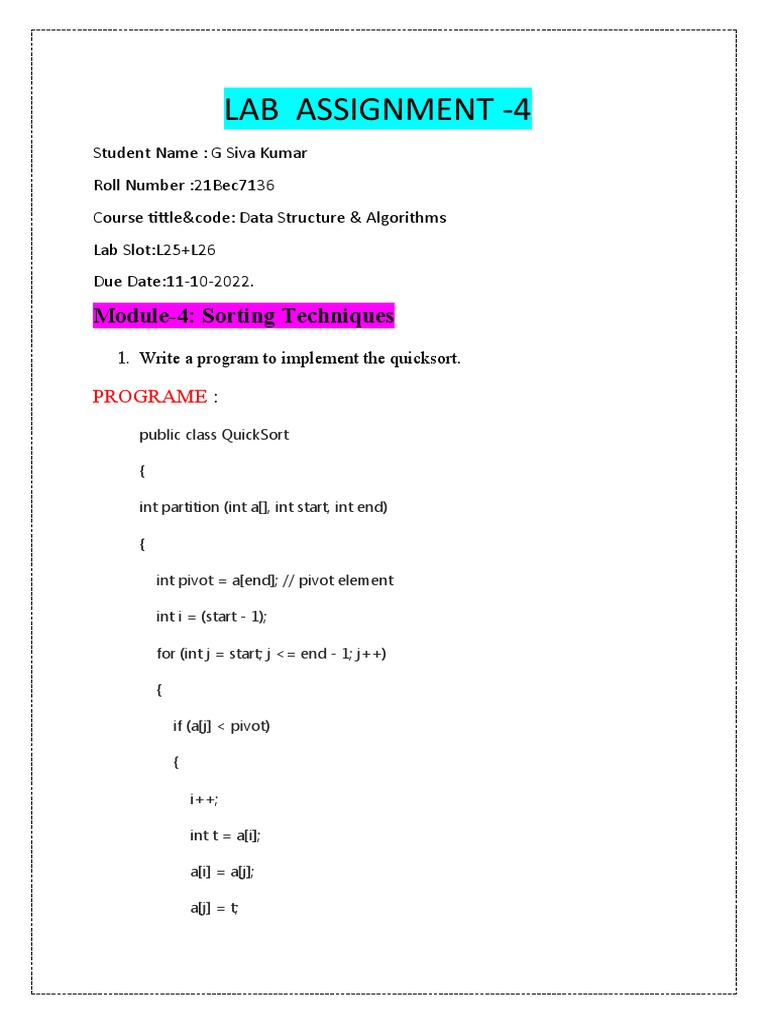 Dsa Lab Assignment-4@21bec7136 | PDF