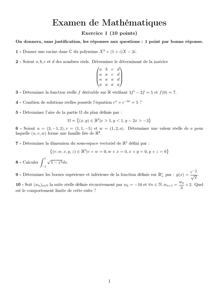 Examen ETL Maths 2 | PDF | Matrice (Mathématiques) | Fonctionnalités et ...