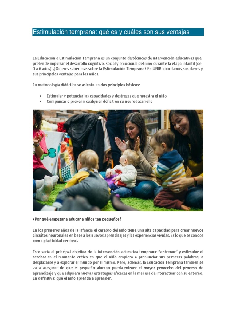 Estimulacion Temprana Que Es y Cuales Son Sus Ventajas | PDF ... Estimulacion Temprana Que Es y Cuales Son Sus Ventajas | PDF ...