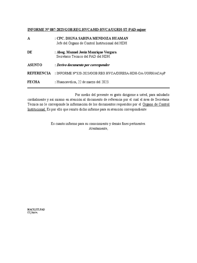 INFORME 88-2023 Devuelvo Por No Corresonder - OCI | PDF